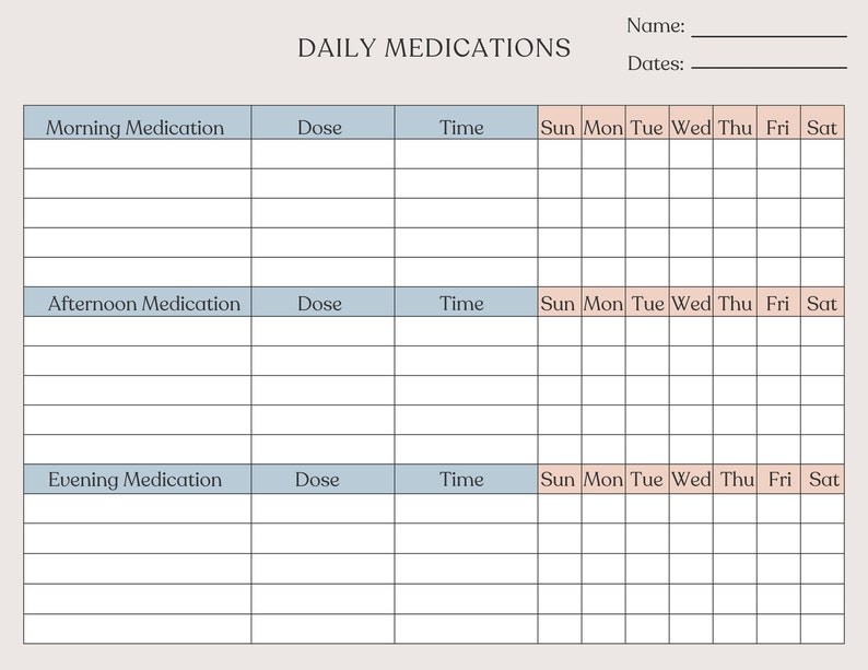 Daily Medication Log Printable Daily Medication Tracker Medication ...