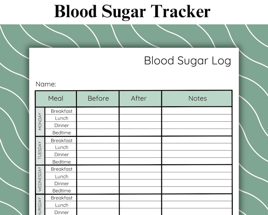 Blood Sugar Tracker Template for in Home Care Blood Glucose Chart for ...