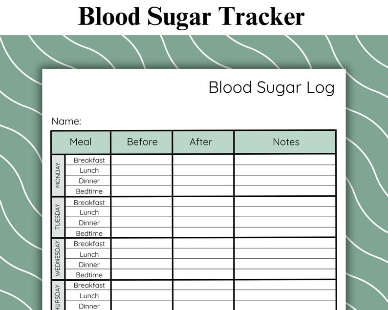 Blood Sugar Tracker Template for in Home Care Blood Glucose Chart for ...