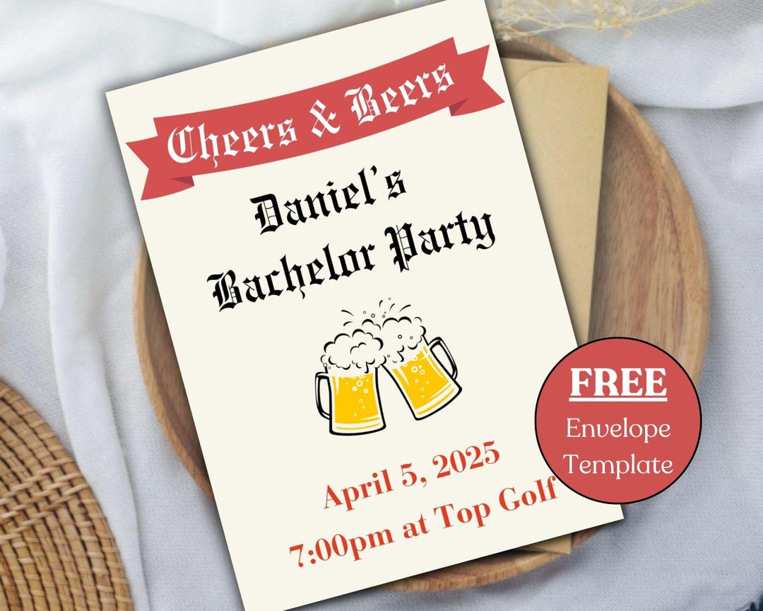Cheer and Beer Bachelor Party Invite Beer Theme Birthday Party Invite ...