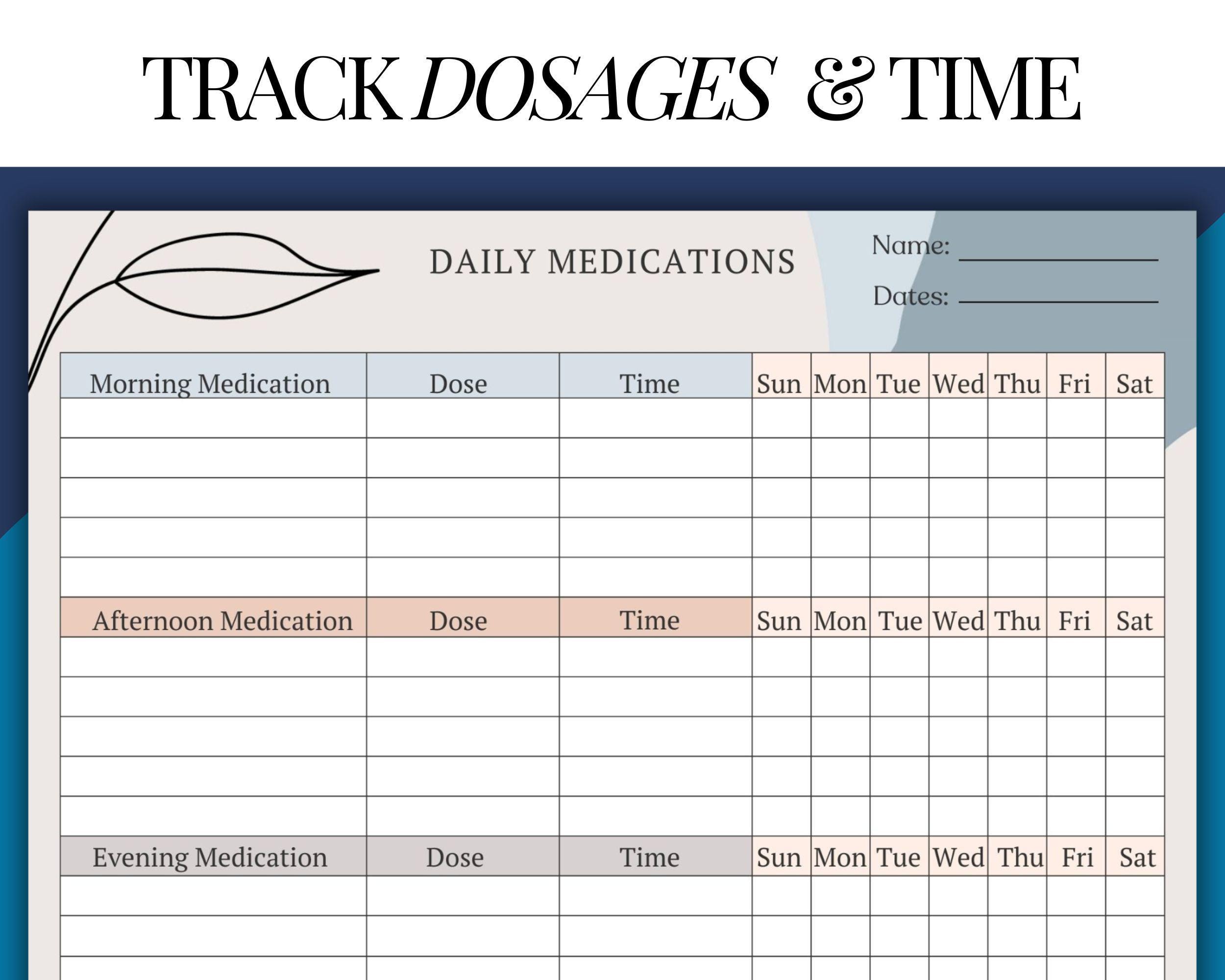 Daily Medication Tracker for Nursing Home Medicine List Board and Care ...