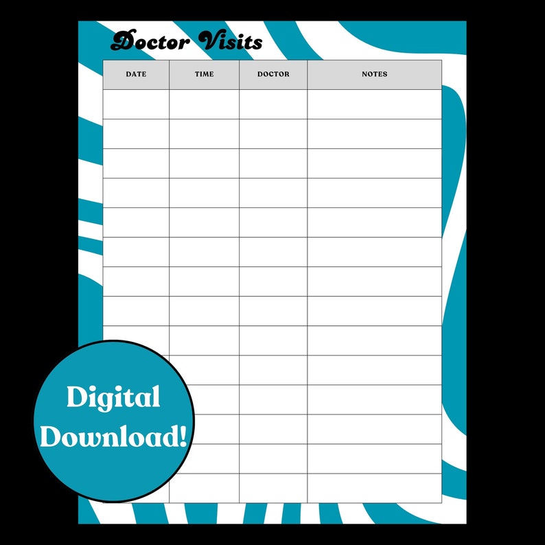 Doctor Visit Tracker Doctor Appointment Log Health Tracker Doctor Note ...