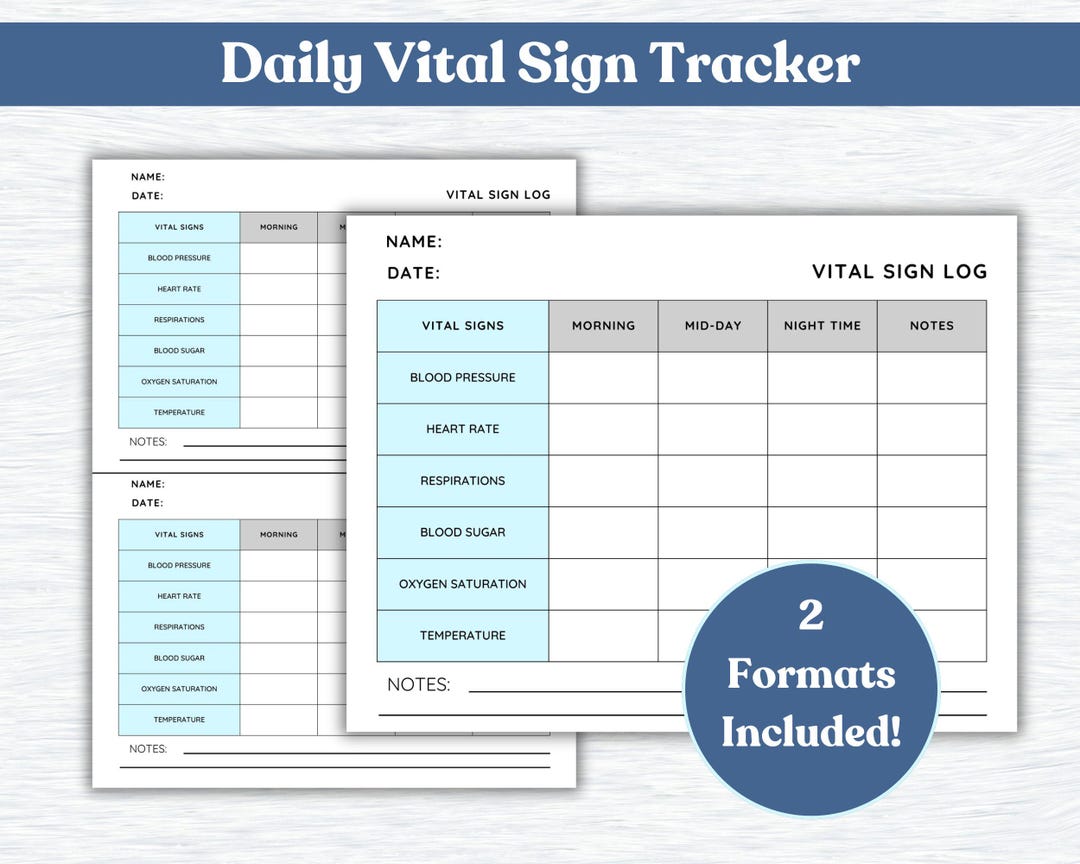 Daily Vital Sign Template for Nurse Vital Sign Log for Nursing Home ...