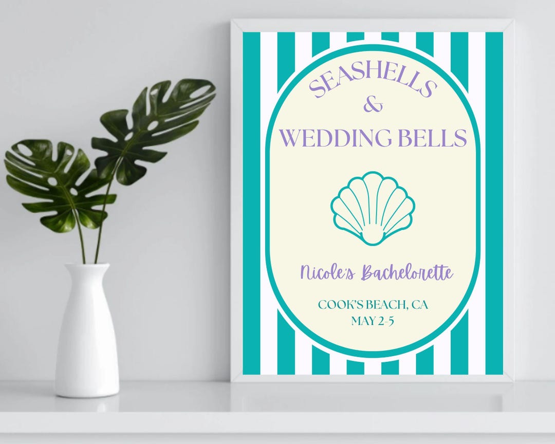 Teal Shell Bachelorette Party Decor Seashell and Wedding Bell Theme ...
