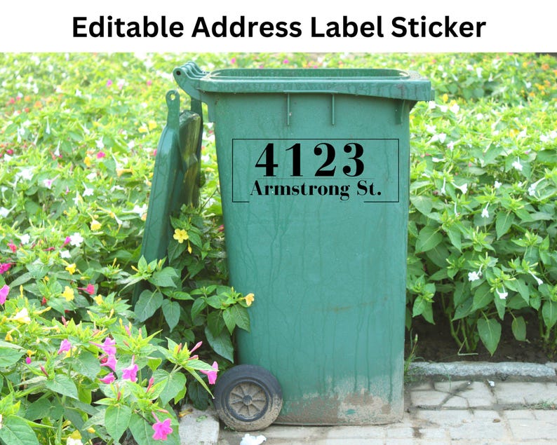 Garbage Can Address Label Garbage Can Address Decal Mailbox Address ...