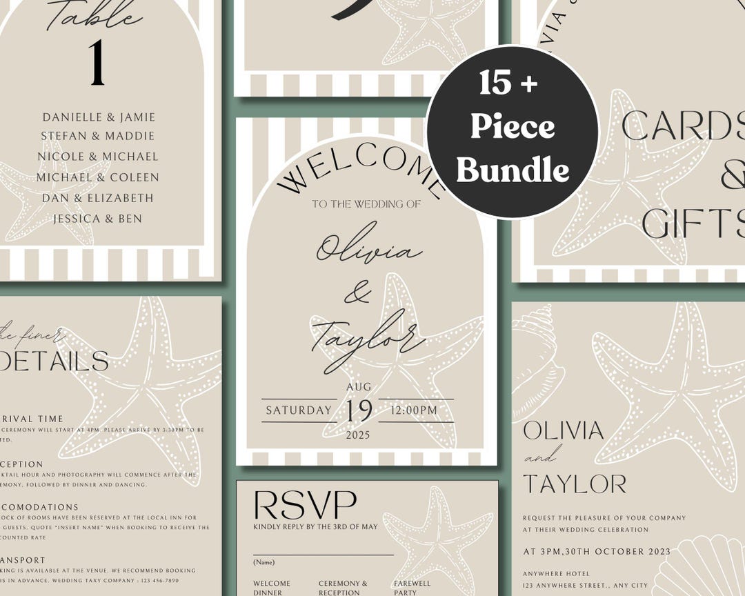 Seashell Wedding Package Seaside Destination Wedding Bundle Beach ...