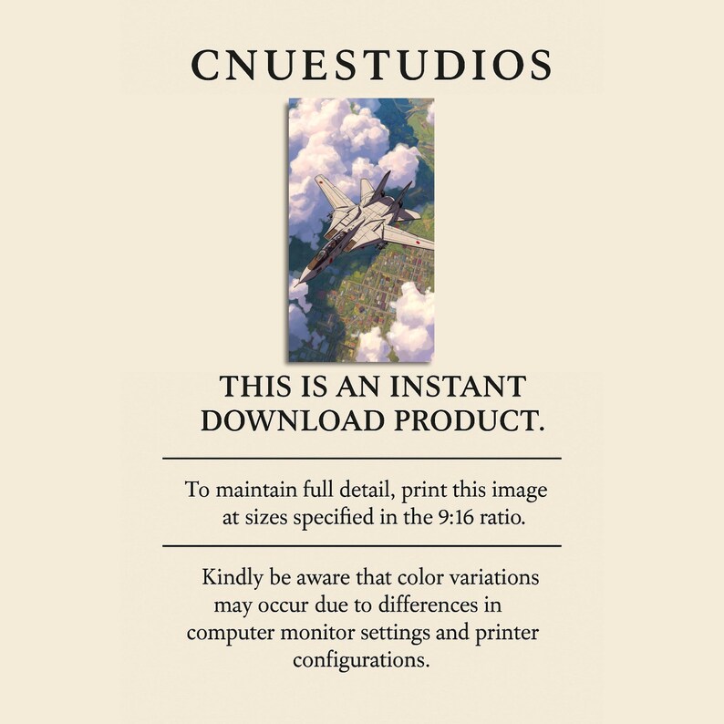 F-14 Tomcat Anime Jet Poster | Digital Download Wall Art | 2/3, 4/5, A4 ...