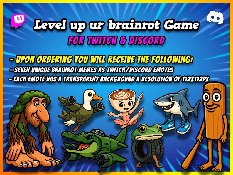 7 Twitch Brainrot Emotes - Featuring "bombardino Crocodilo" and More - Etsy