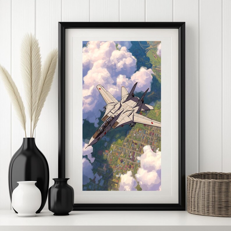 F-14 Tomcat Anime Jet Poster | Digital Download Wall Art | 2/3, 4/5, A4 ...