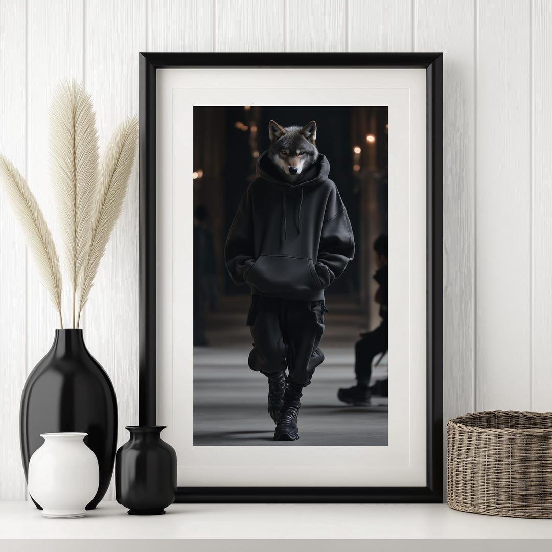 Wolf Fashion Icon – Digital Poster, 2292 × 4096 Px PNG Instant Download ...
