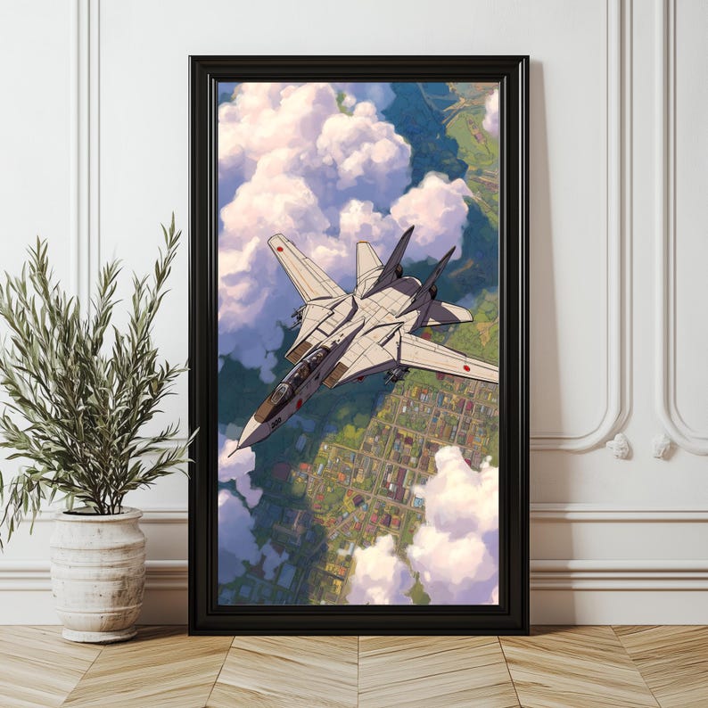 F-14 Tomcat Anime Jet Poster | Digital Download Wall Art | 2/3, 4/5, A4 ...