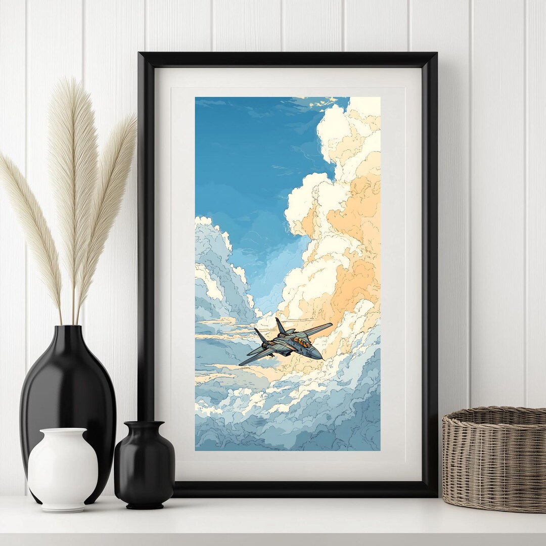 F-14 Tomcat Anime Style Poster | Digital Fighter Jet Wall Art | Retro ...