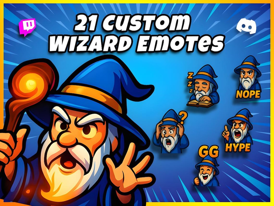 21 Wizard Emotes for Twitch & Kick - Streamer Cartoon Emotes PNG ...
