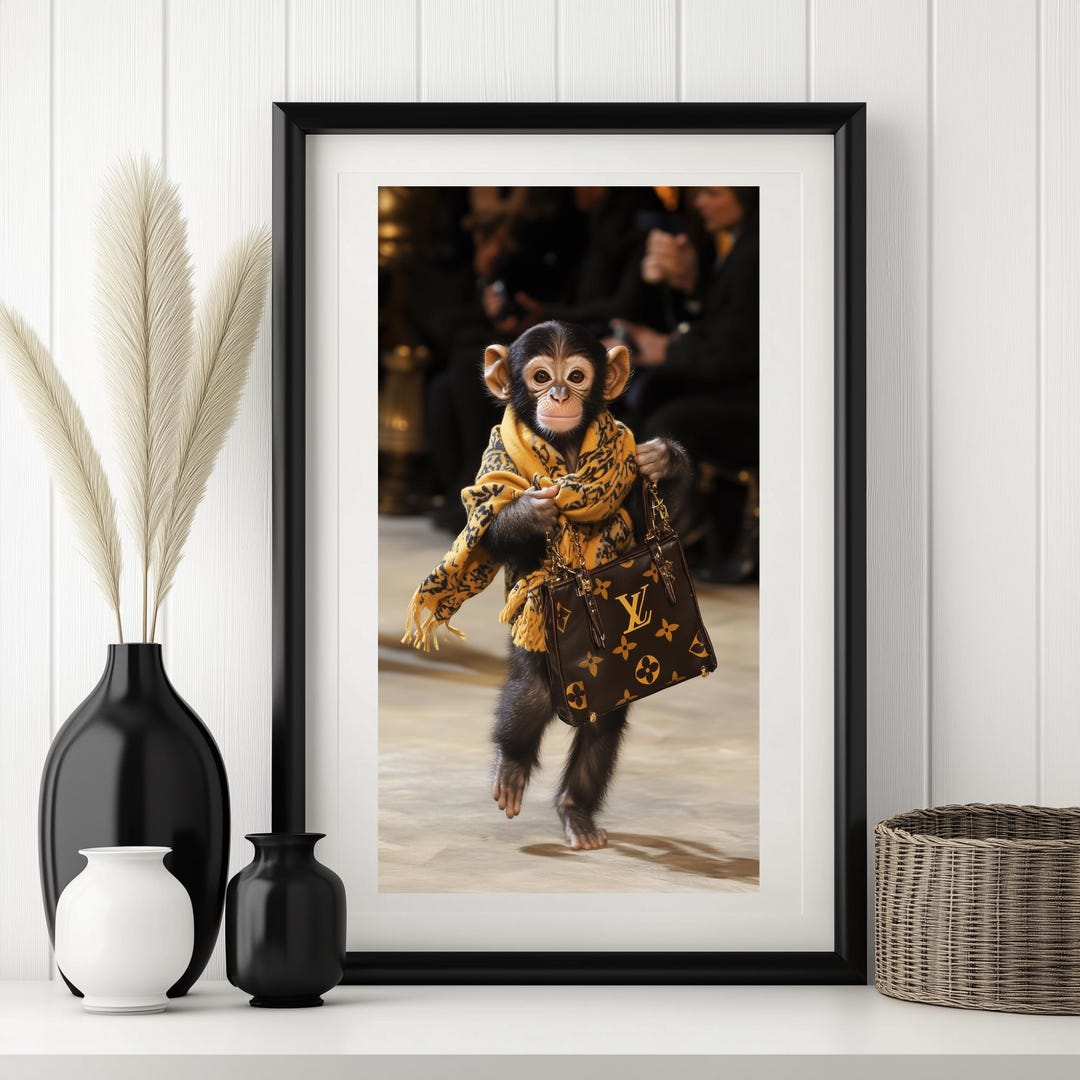 Monkey Fashion Icon – Digital Poster, 2292 × 4096 Px PNG Instant ...