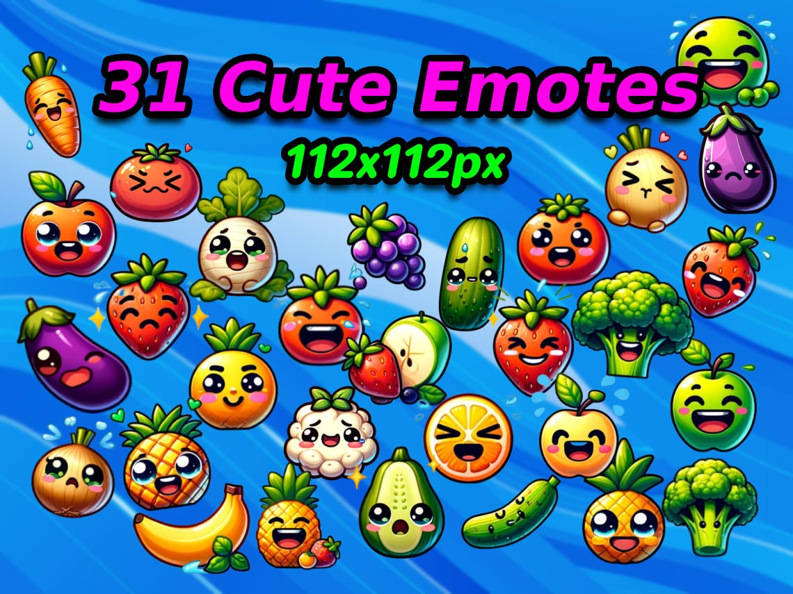 Unique Fruit & Vegetable Emotes Twitch Emotes and Kick Emotes, Sub ...