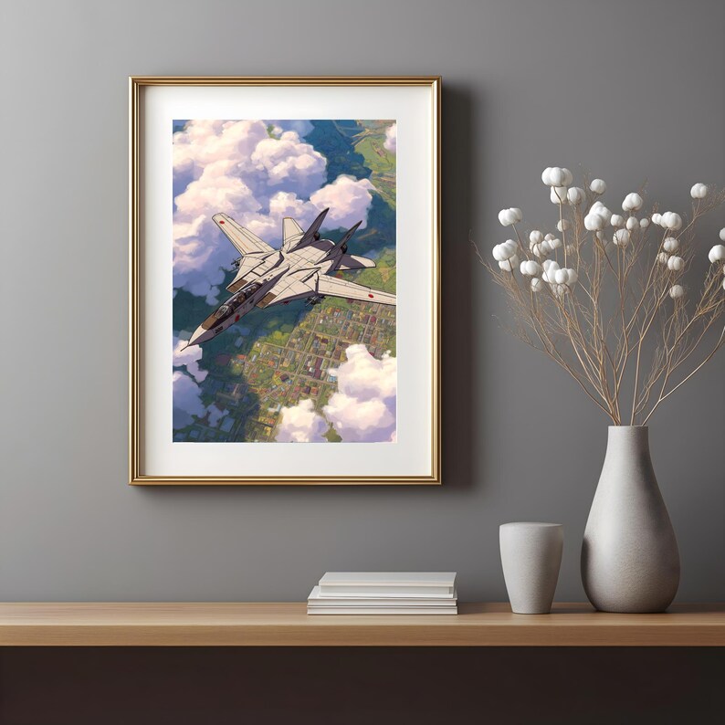 F-14 Tomcat Anime Jet Poster | Digital Download Wall Art | 2/3, 4/5, A4 ...