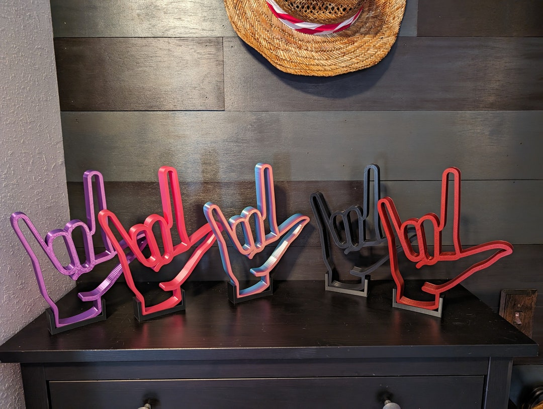 3D Printed ASL "i Love You" Sign With Stand - Etsy