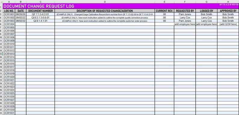 ISO 9001 2015 Document & Record Control Template With Log and Procedure ...