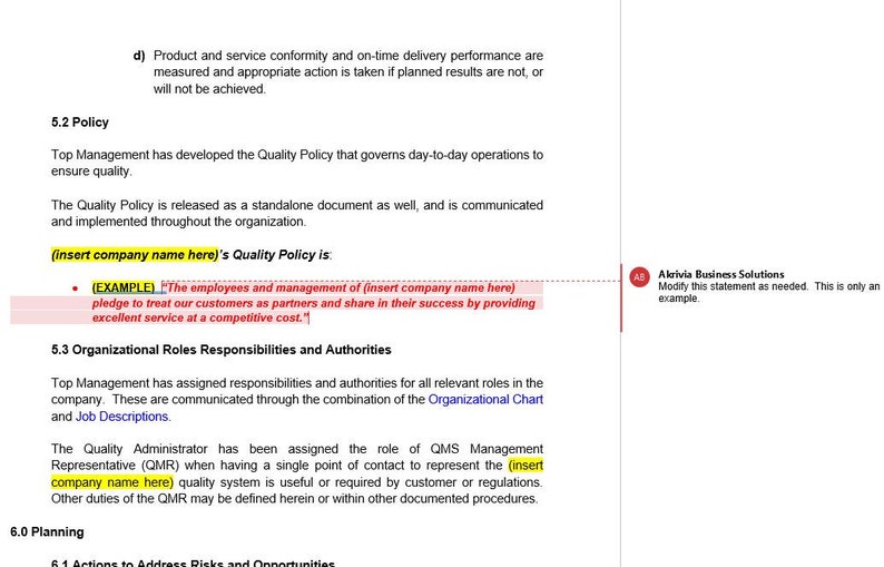 ISO 9001 2015 Quality Management System Procedure Template - Etsy