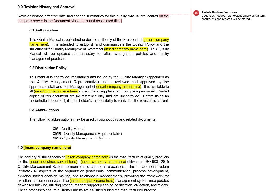 ISO 9001 2015 Quality Management System Procedure Template - Etsy