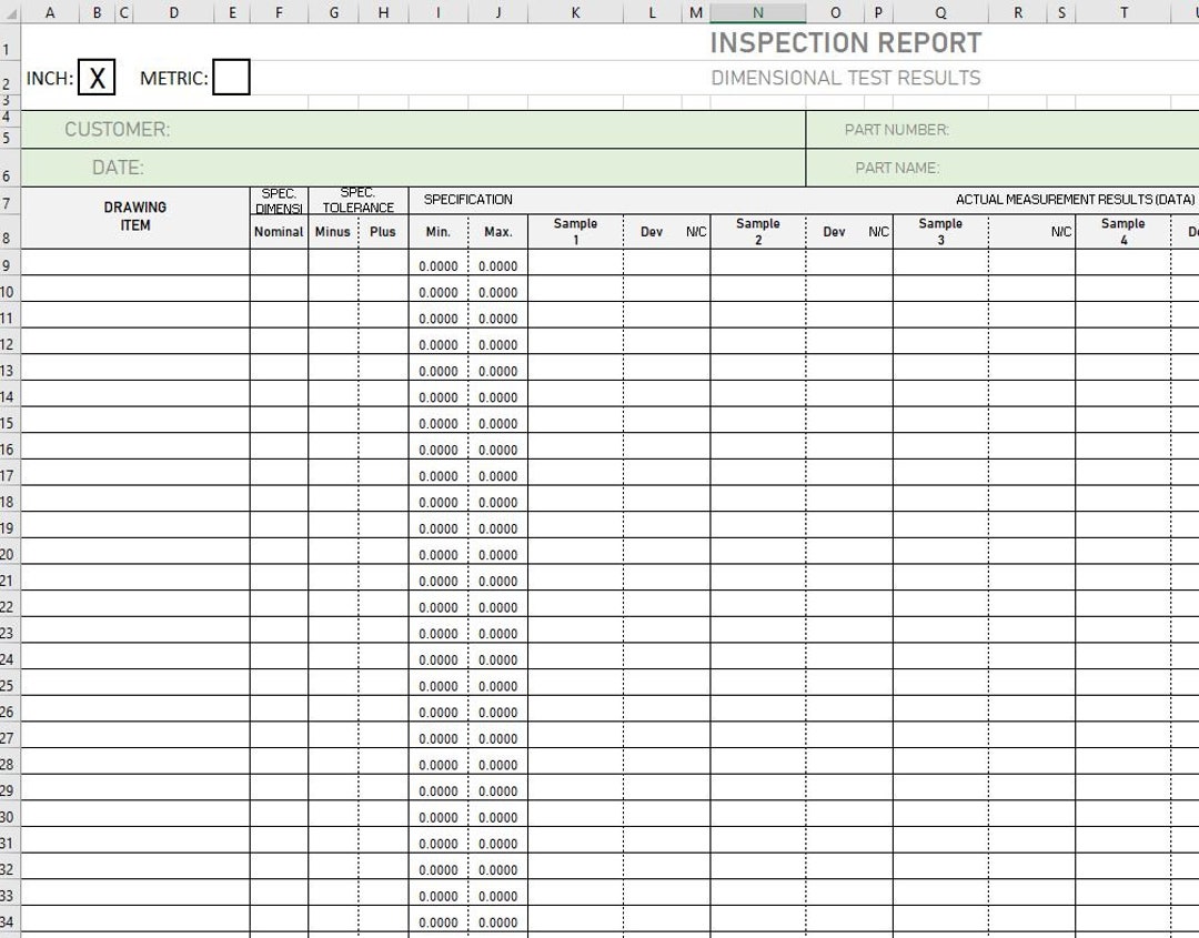 Machined Part Dimensional Inspection Report - Dimension Test Results ...