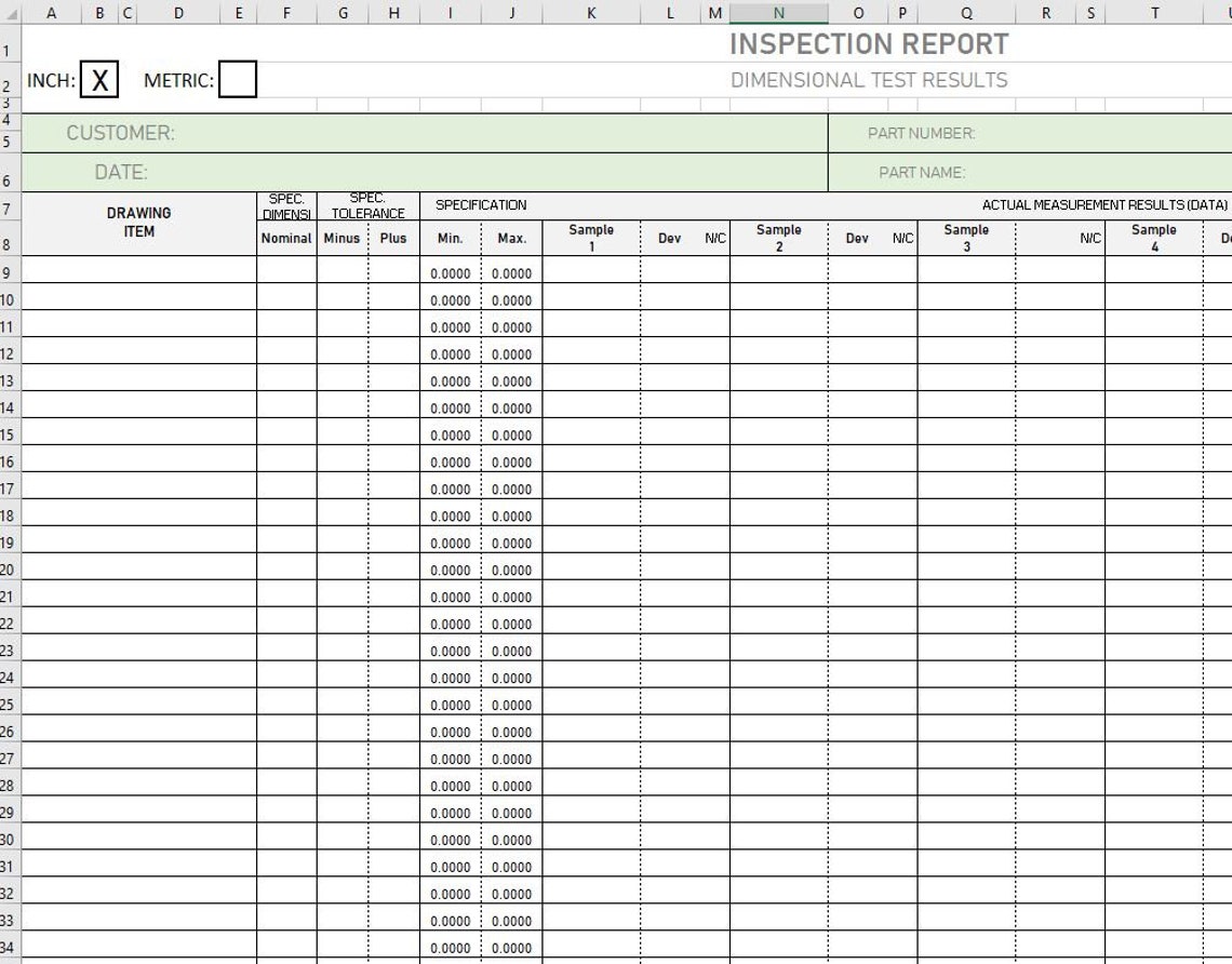 Machined Part Dimensional Inspection Report - Dimension Test Results ...
