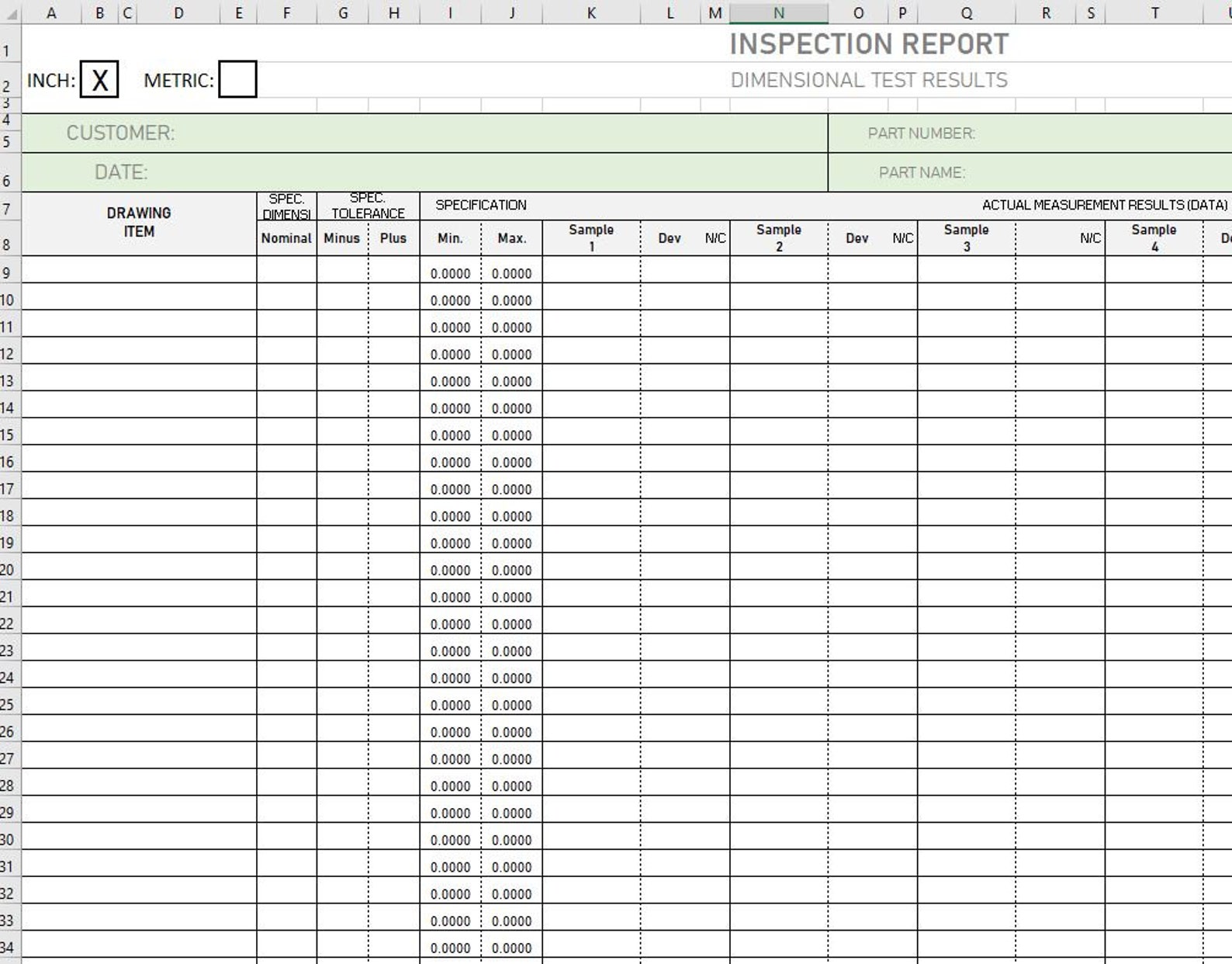 Machined Part Dimensional Inspection Report - Dimension Test Results ...