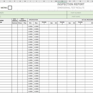 Machined Part Dimensional Inspection Report - Dimension Test Results ...