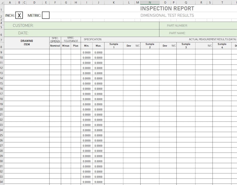 Machined Part Dimensional Inspection Report - Dimension Test Results ...