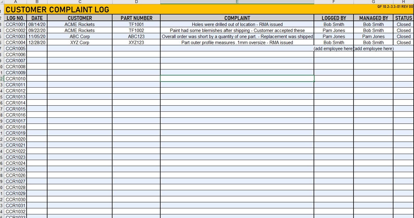 ISO 9001 2015 CORRECTIVE ACTION Template With Log and Procedure ...