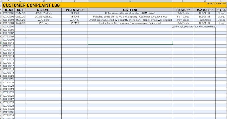 ISO 9001 2015 CORRECTIVE ACTION Template With Log and Procedure ...