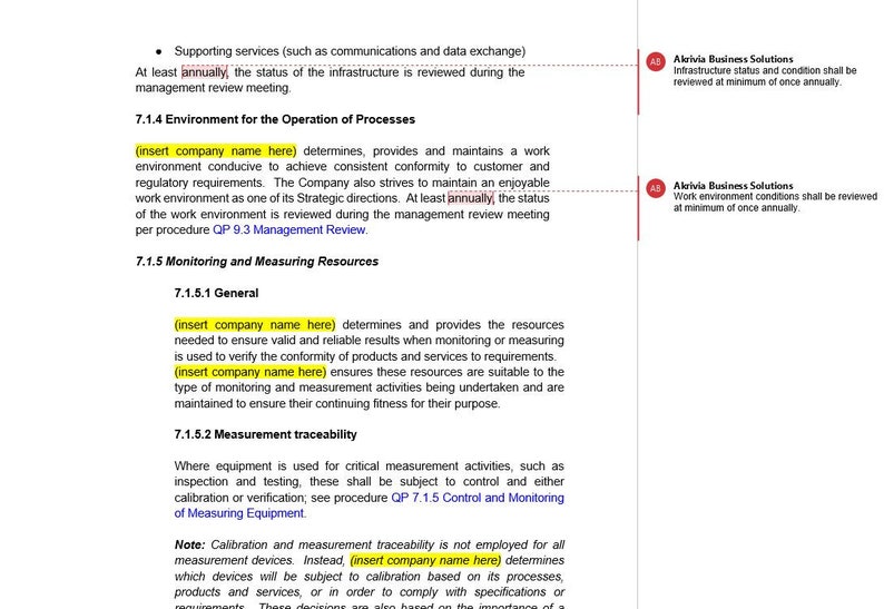 ISO 9001 2015 Quality Management System Procedure Template - Etsy