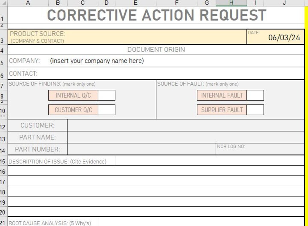 Iso 9001 2015 Corrective Action Template With Log And Procedure Section 10 2 Etsy