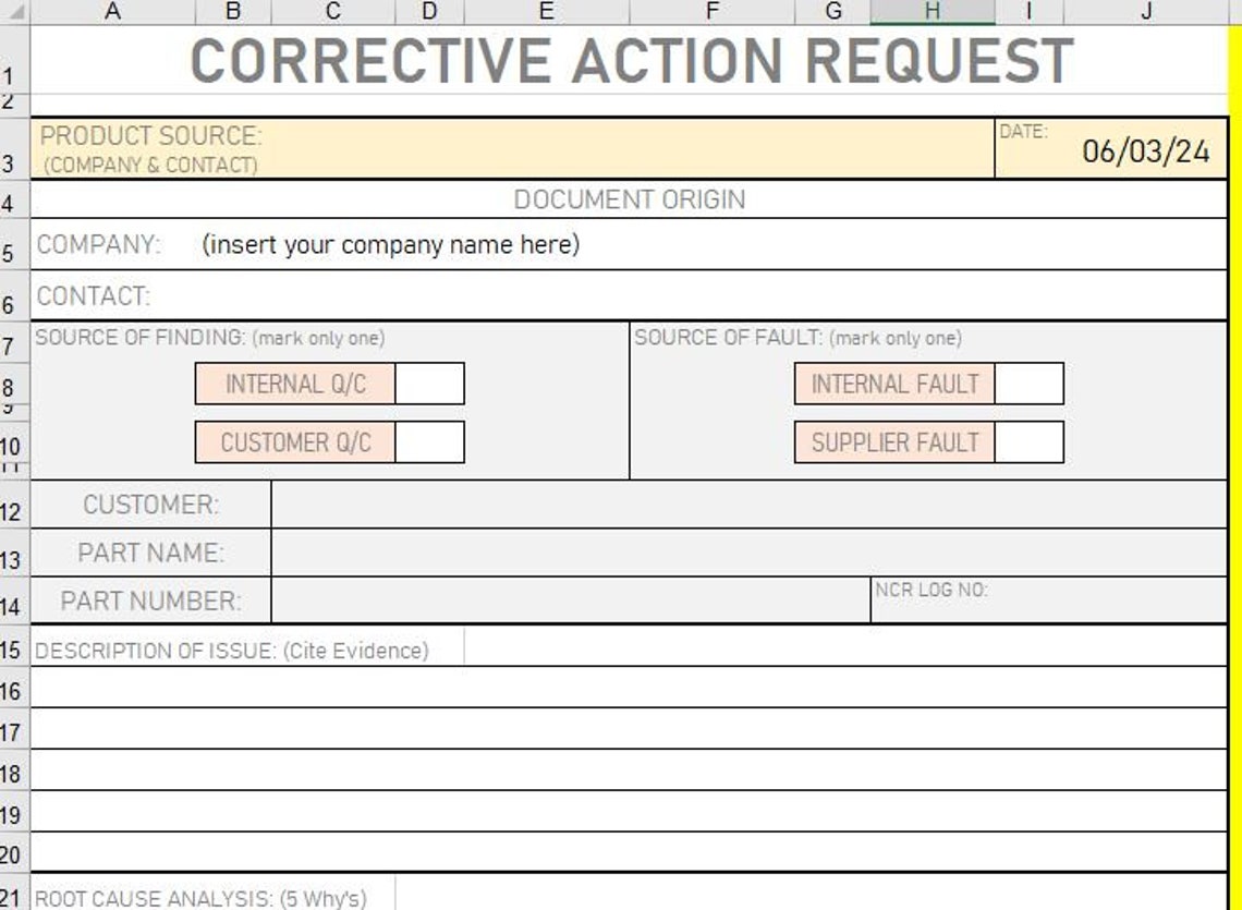 Iso 9001 2015 Corrective Action Template With Log And Procedure Section 10 2 Etsy