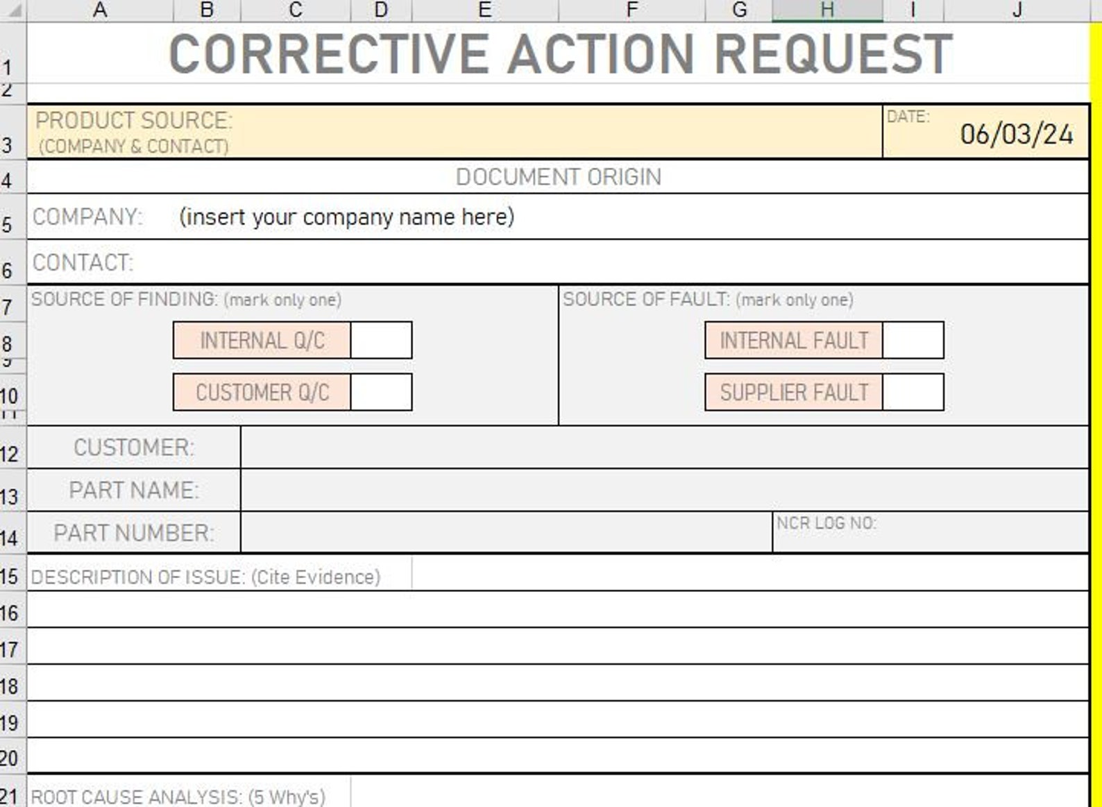 ISO 9001 2015 CORRECTIVE ACTION Template With Log and Procedure ...