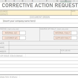 ISO 9001 2015 CORRECTIVE ACTION Template With Log and Procedure ...