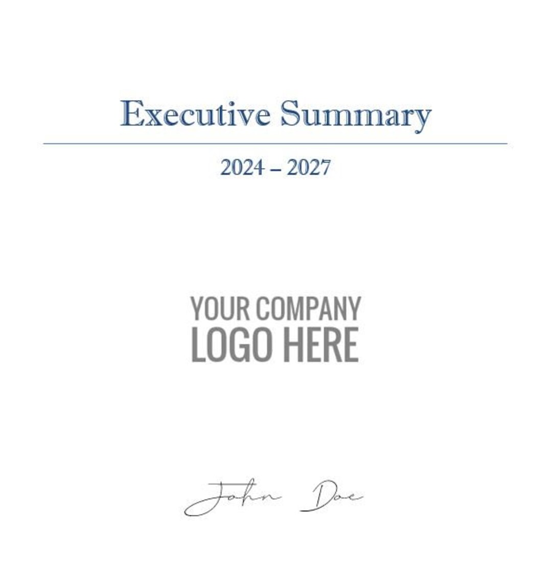 Executive Summary Template - 3 Year Plan - Example Format - Etsy