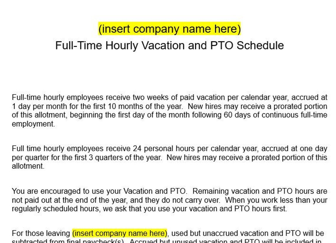 Employee Attendance and PTO Policy Template - Etsy