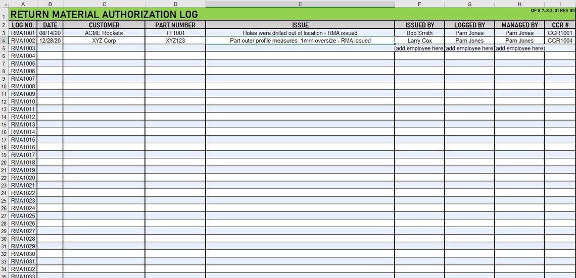 ISO 9001 2015 Non-conforming Product Template With Log and Procedure ...