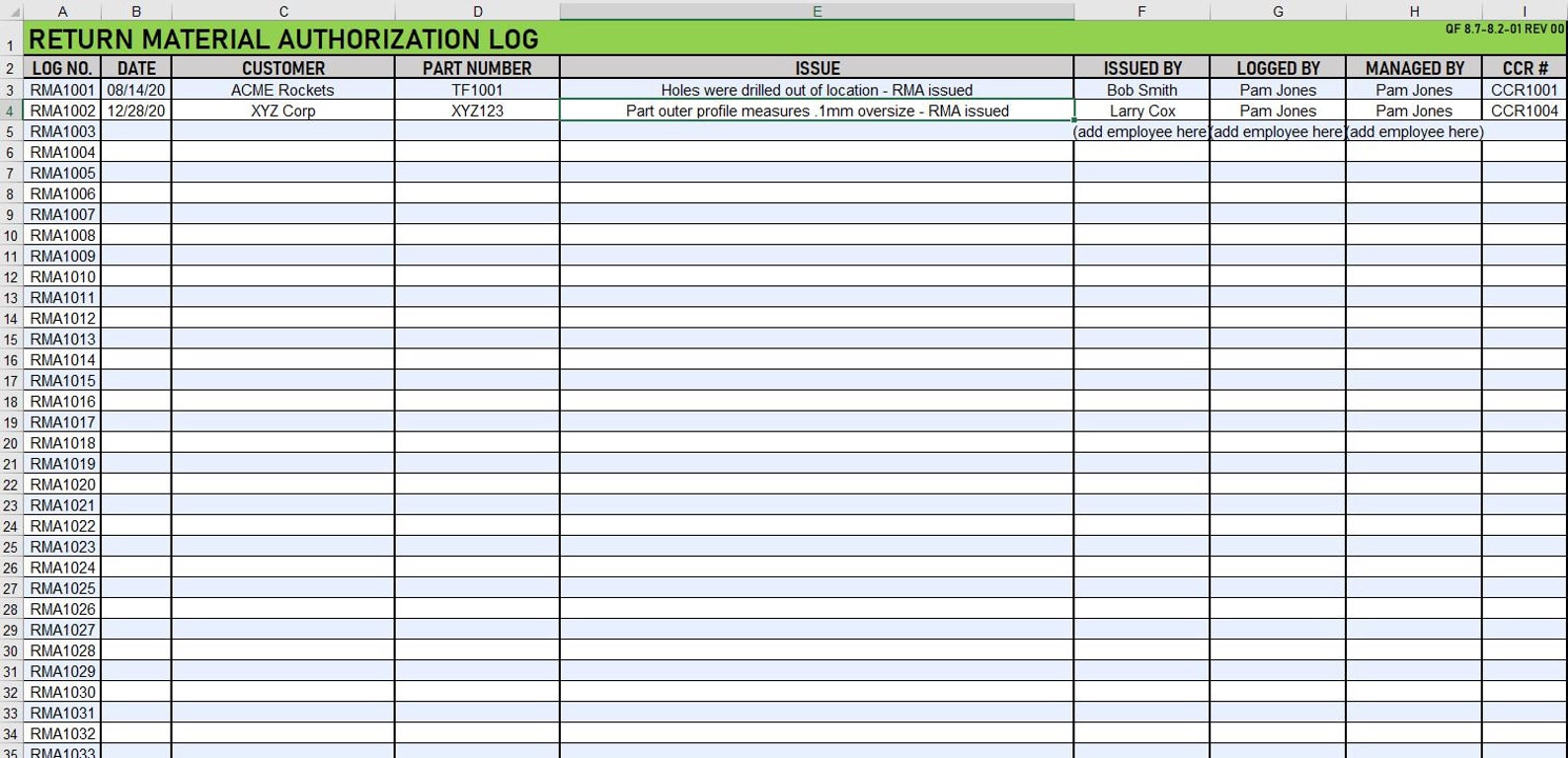 ISO 9001 2015 Non-conforming Product Template With Log and Procedure ...