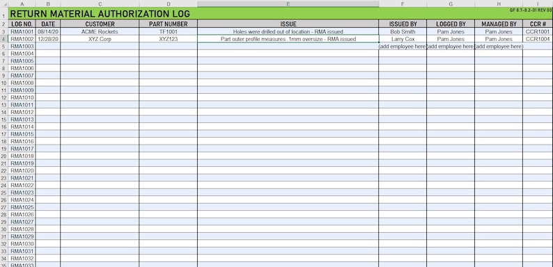 ISO 9001 2015 Non-conforming Product Template With Log and Procedure ...