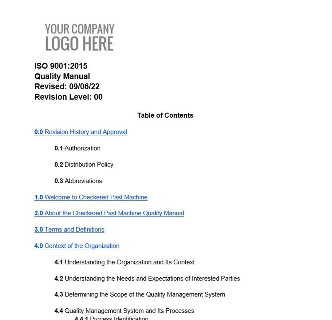 ISO 9001 2015 Quality Management System Procedure Template - Etsy