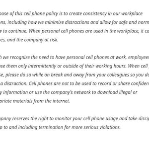 Employee Cell Phone Policy Template - Etsy