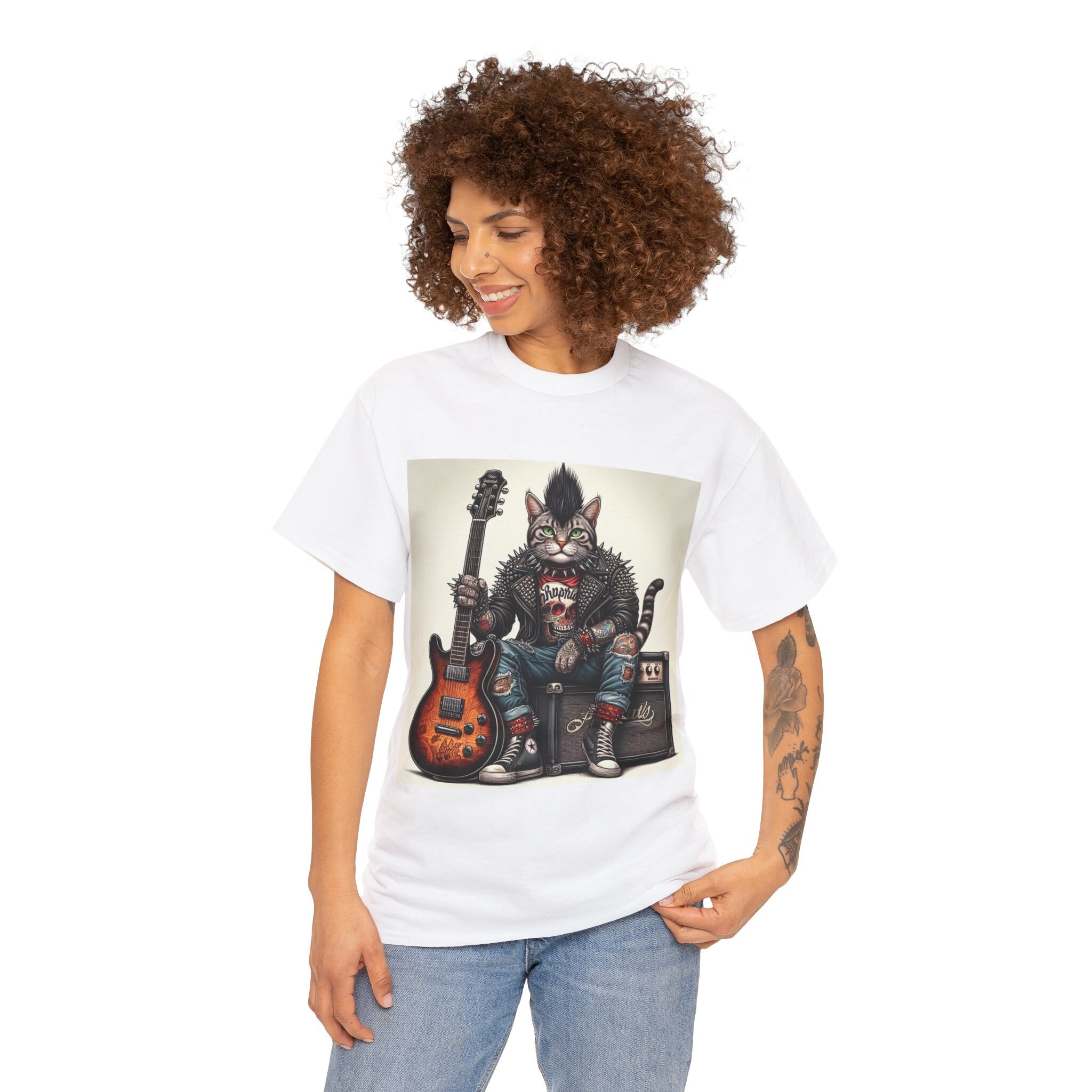 Punk Tabby Cat , Rock Star. Unisex Heavy Cotton Tee - Etsy