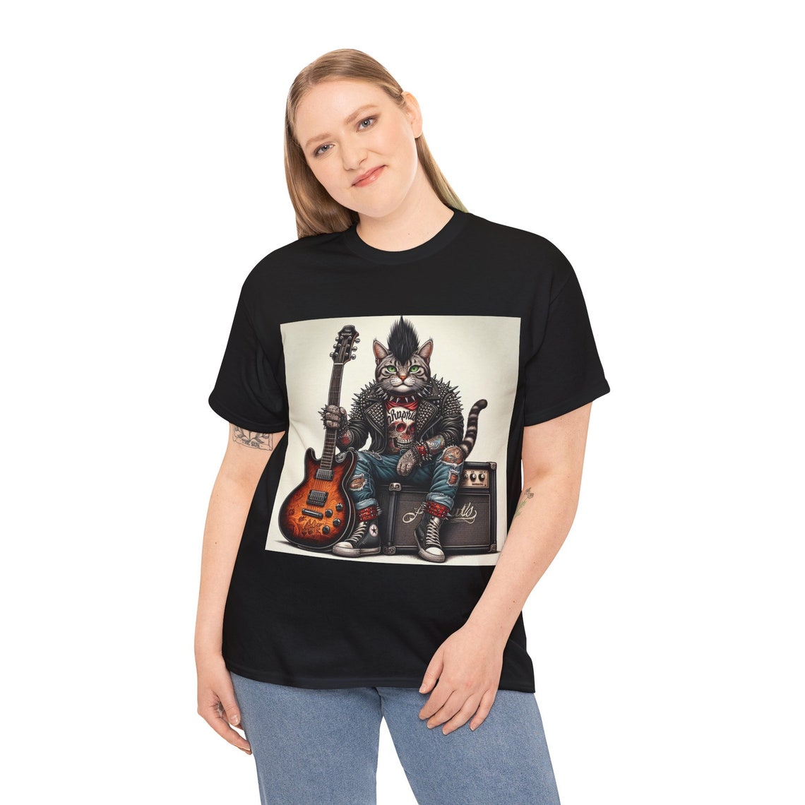 Punk Tabby Cat , Rock Star. Unisex Heavy Cotton Tee - Etsy