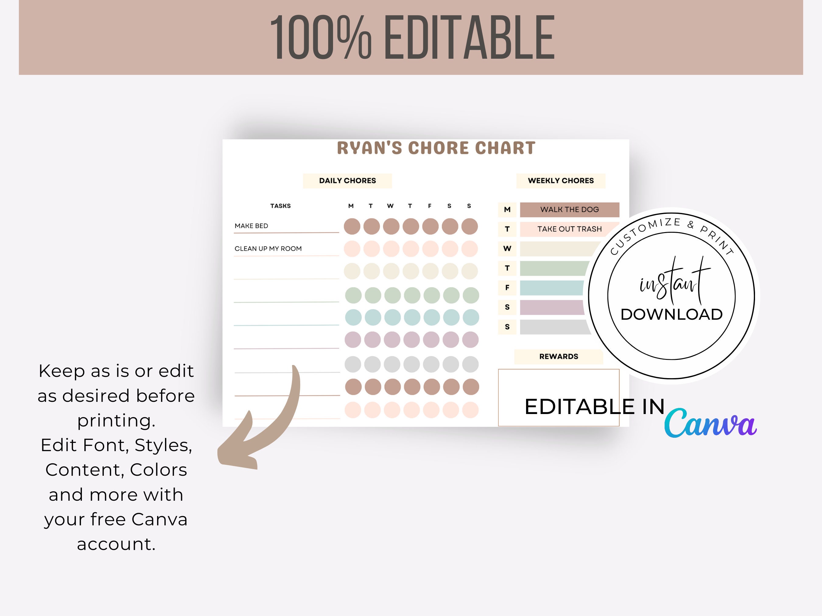 Kids Chore Chart, Kids Reward Chart, Chore Chart for Kids, Daily ...