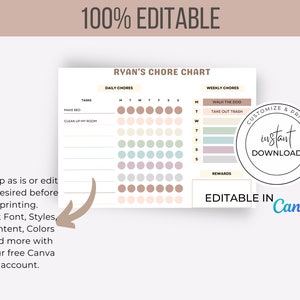 Kids Chore Chart, Kids Reward Chart, Chore Chart for Kids, Daily ...