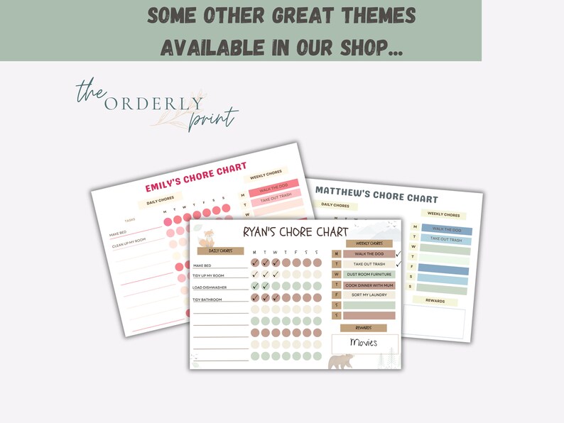 Editable Chore Chart for Kids Safari Theme, Kids Chore Chart, Kids ...