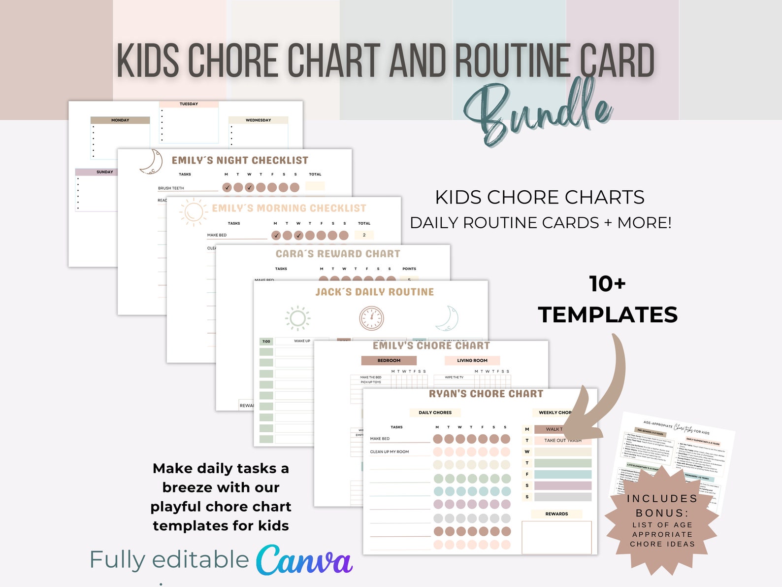 Kids Chore Chart, Kids Reward Chart, Chore Chart for Kids, Daily ...