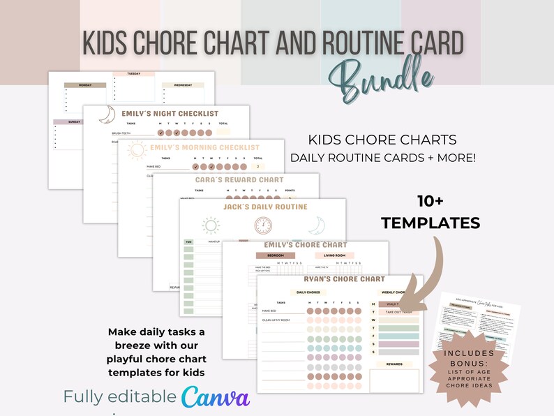 Kids Chore Chart, Kids Reward Chart, Chore Chart for Kids, Daily ...